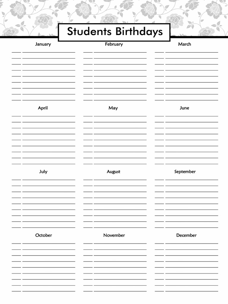 Students Birthdays | PDF