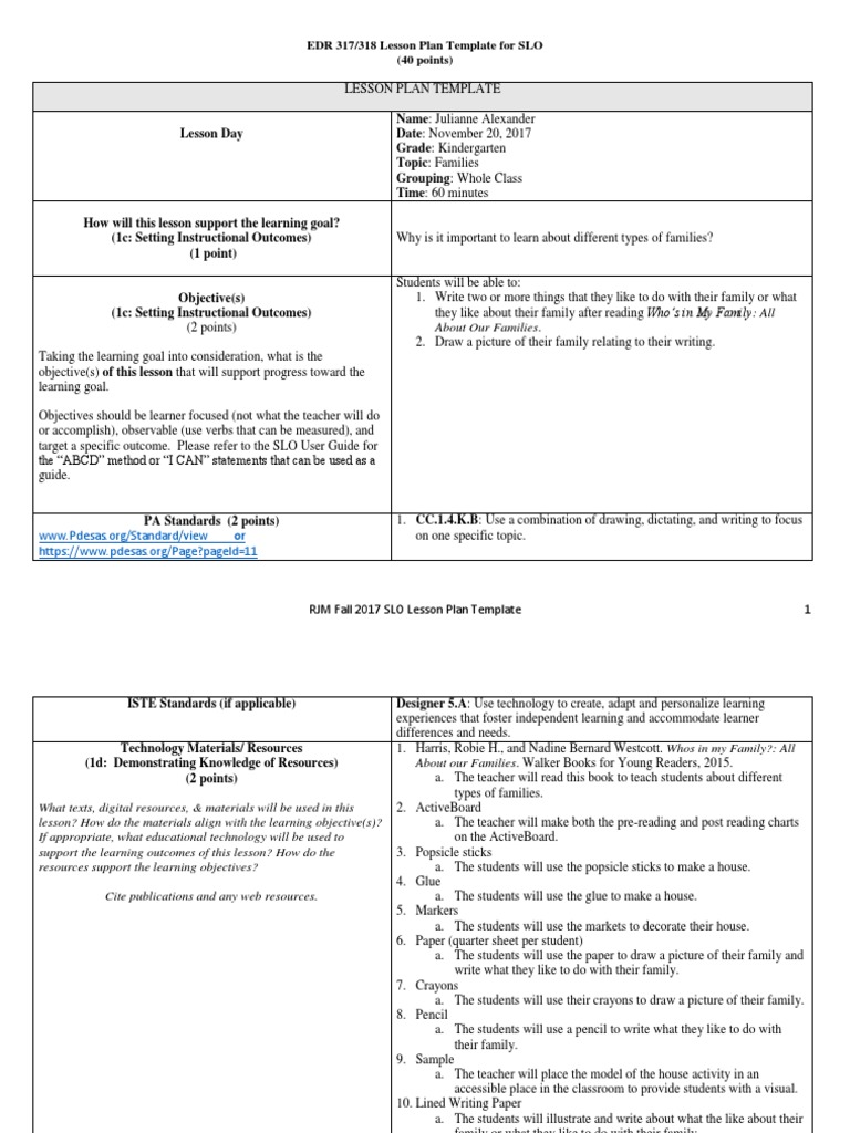 Lesson 4 Families | PDF | Individualized Education Program | Lesson Plan