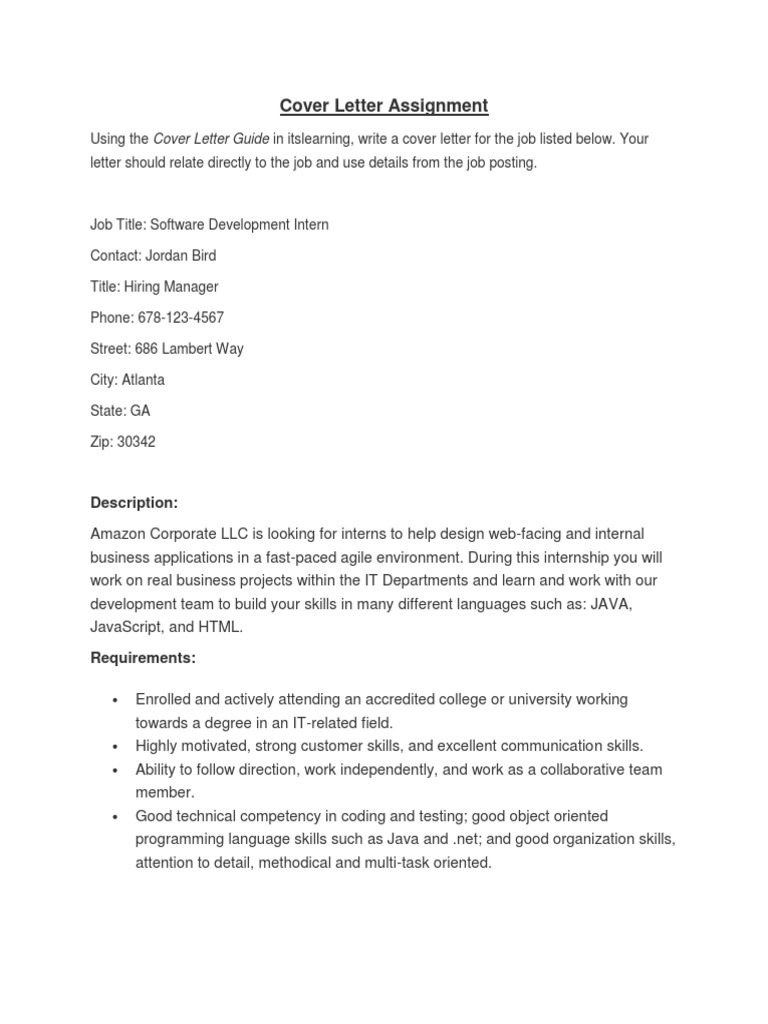 Cover Letter Assignment | PDF