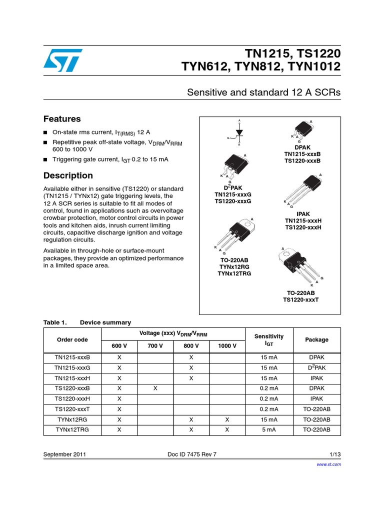 Datasheet TIRISTOR | Download Free PDF | Electrical Equipment ...