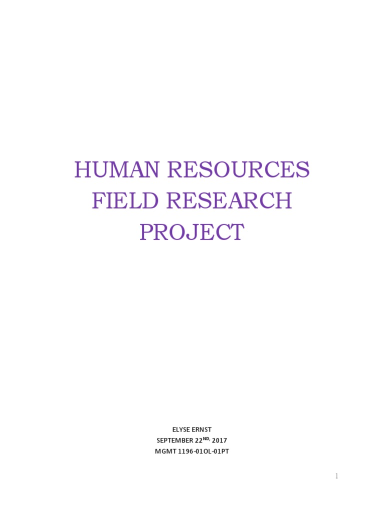 Human Resources Field Research Project | PDF | Employment | Human ...