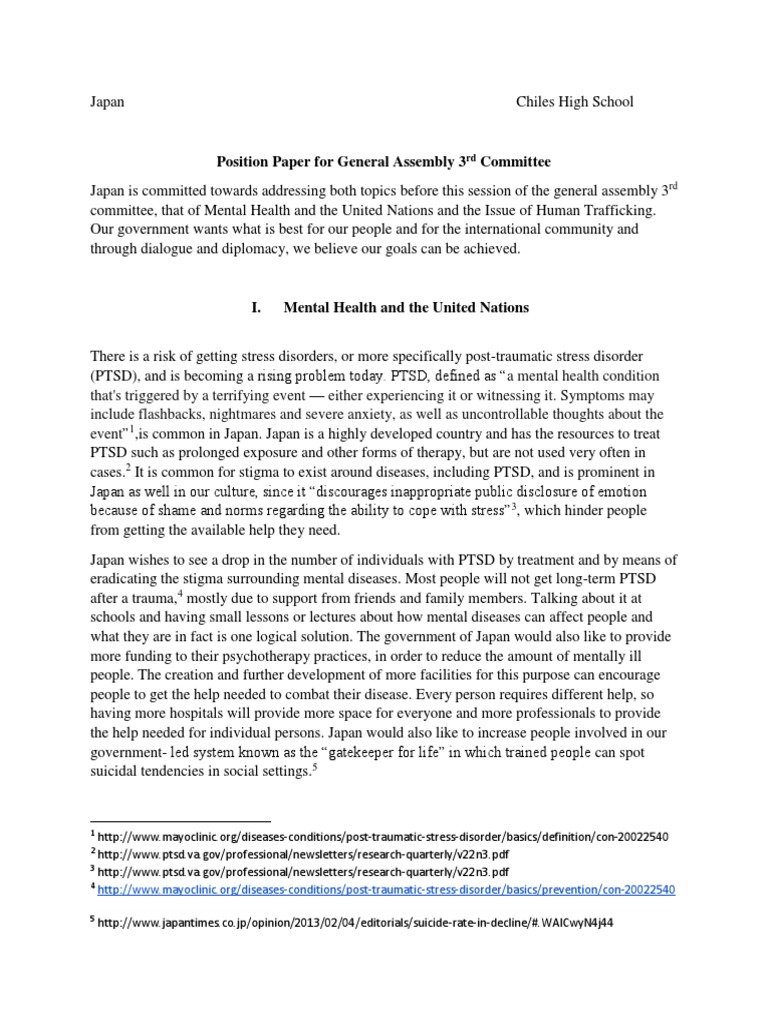 Japan's Stance on Mental Health and Human Trafficking | PDF ...