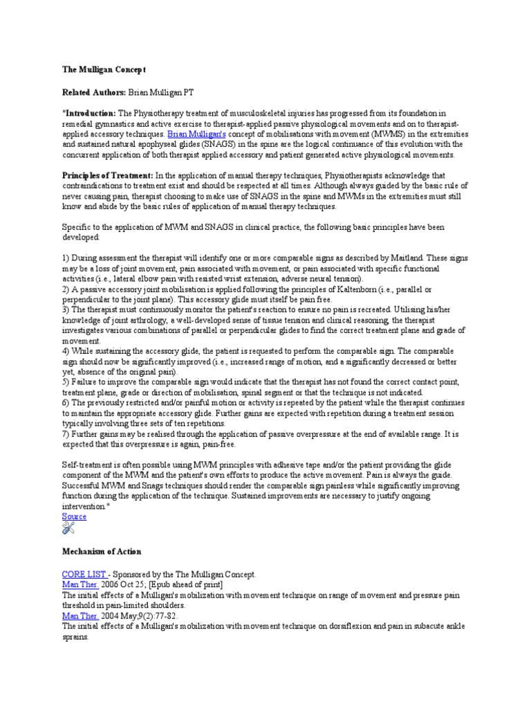 The Mulligan Concept | PDF | Physical Therapy | Health Sciences