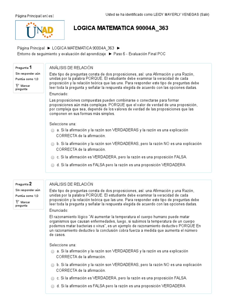 Paso 6 - Evaluación Final POC | PDF | Proposición | Razón