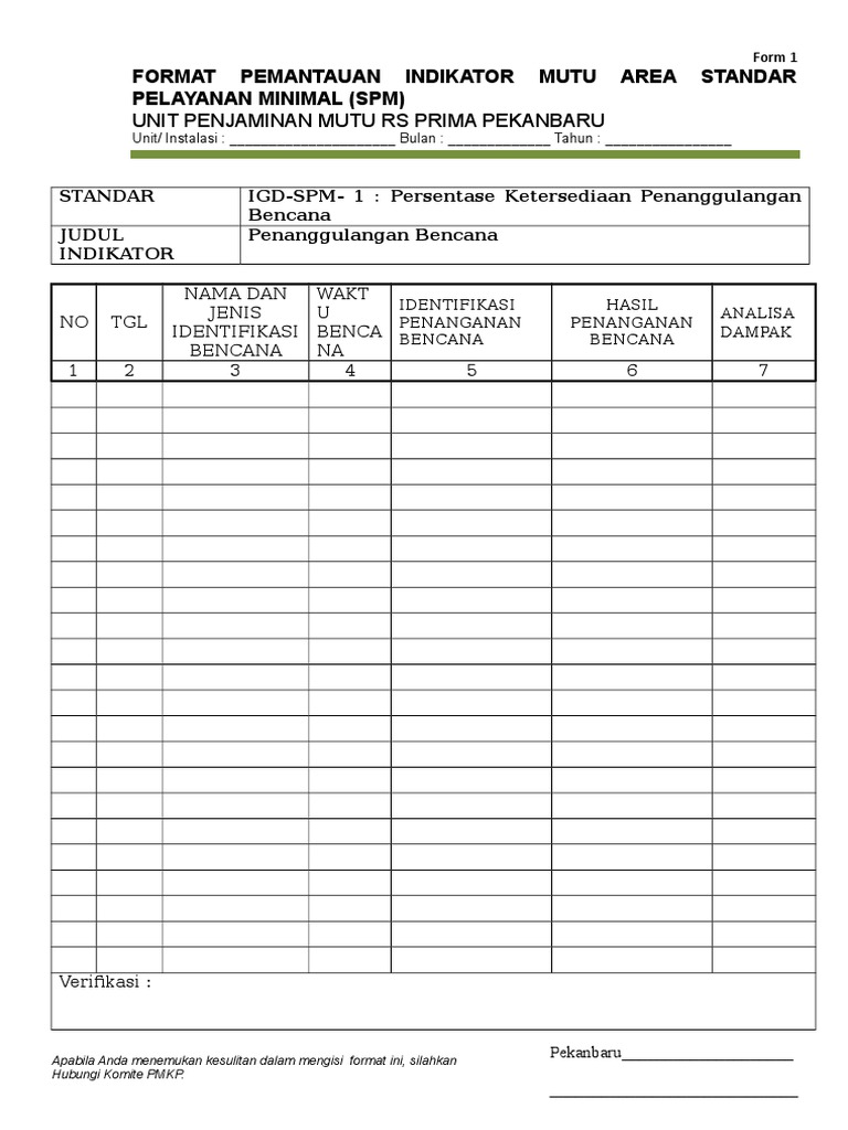 Form Indikator Mutu SPM | PDF