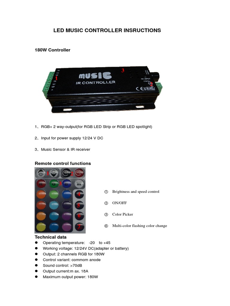 Led Music Controller Insructions | PDF | Light Emitting Diode | Rgb ...