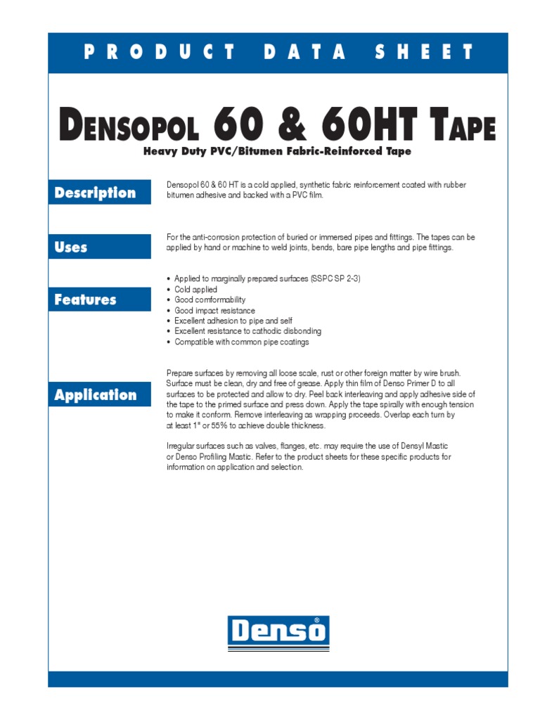 Denso Densopol 60 Tape | PDF | Pipe (Fluid Conveyance) | Adhesive