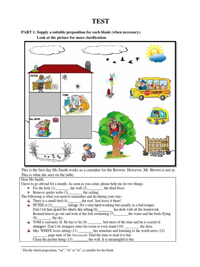 Preposition Test | PDF