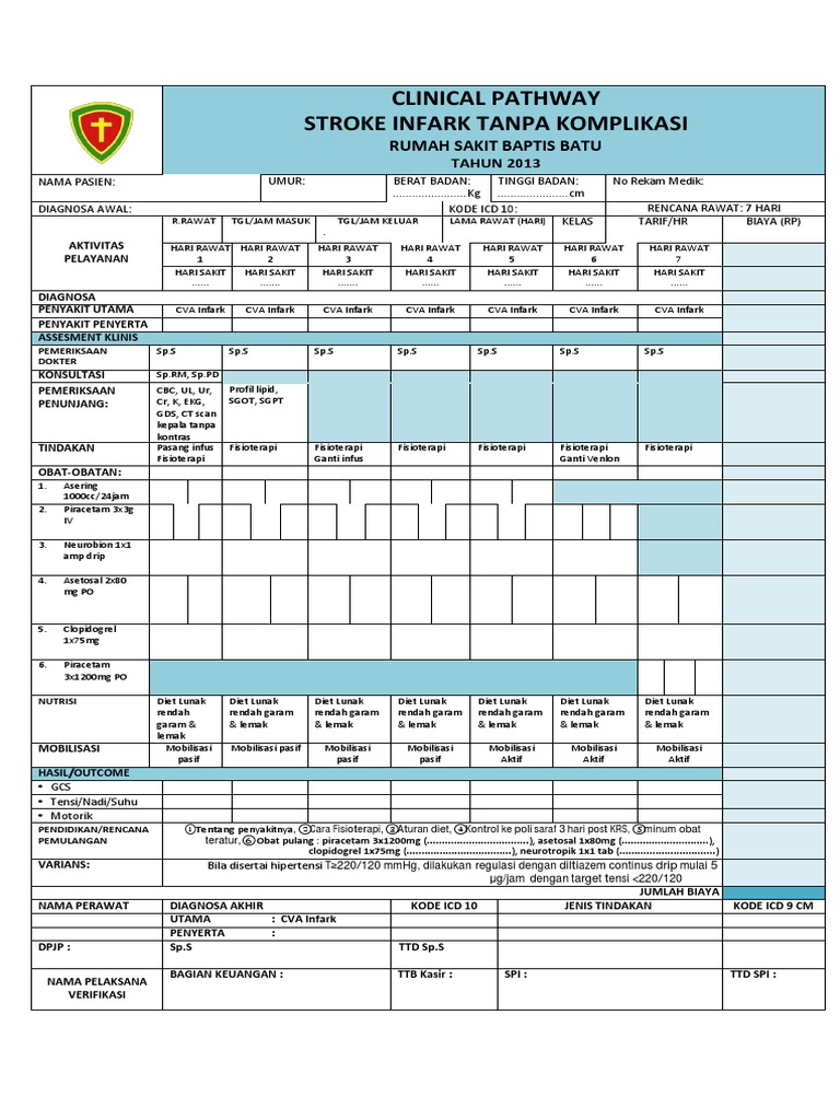 Clinical Pathway Cva Infark | PDF