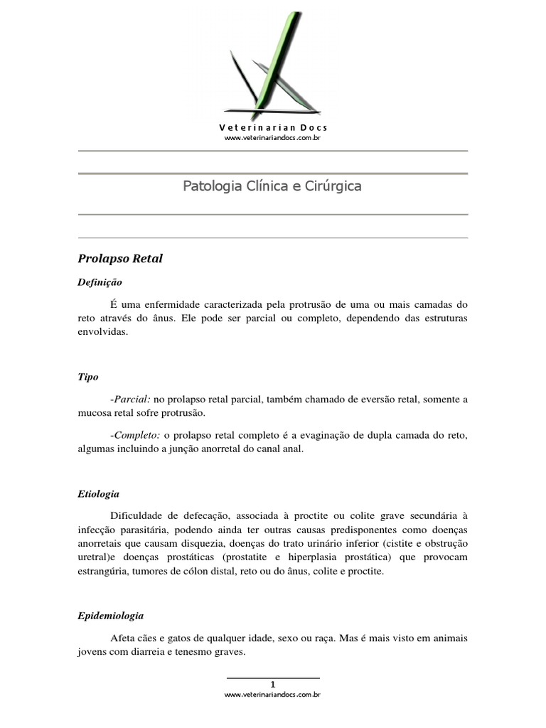 Prolapso Retal em Animais: Diagnóstico e Tratamento | PDF | Remédio ...