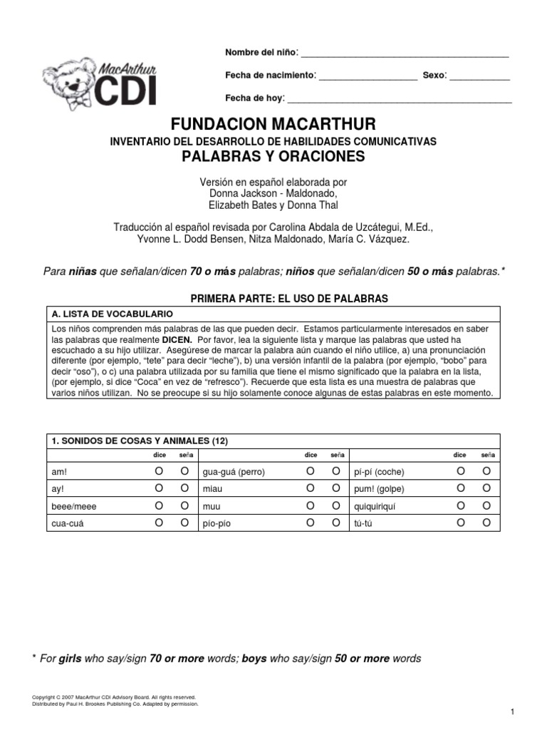 Inventario del Desarrollo Comunicativo MacArthur-Bates