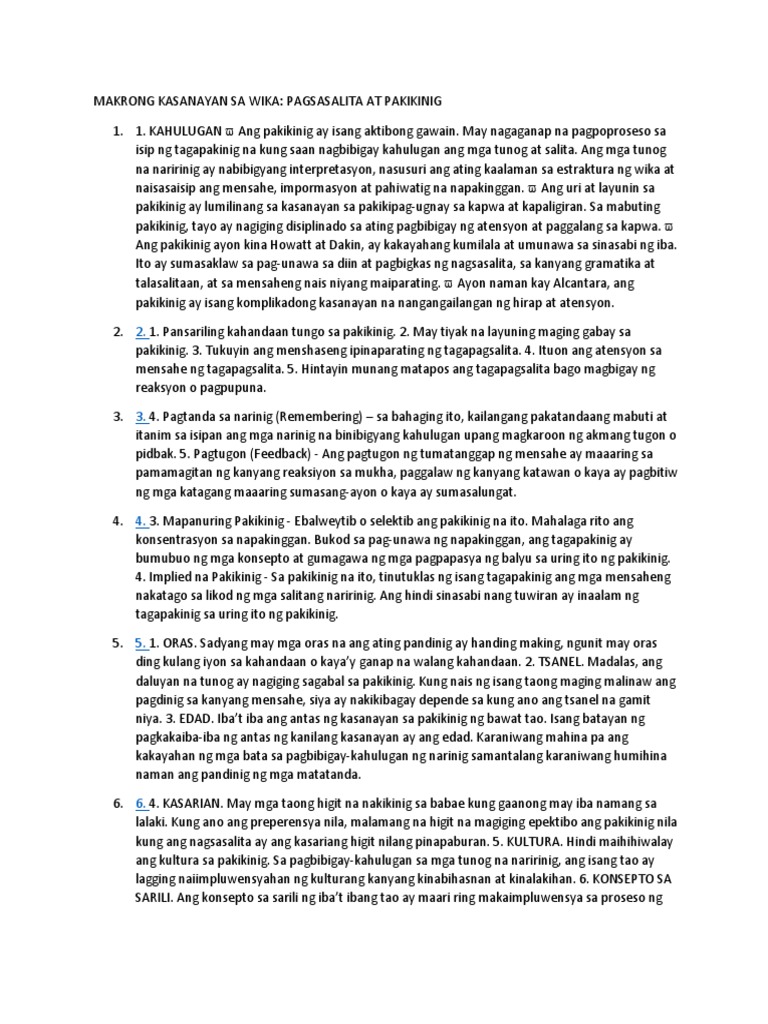 Makrong Kasanayan Sa Wika | PDF