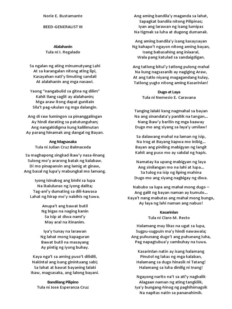 Filipino Assignment | PDF