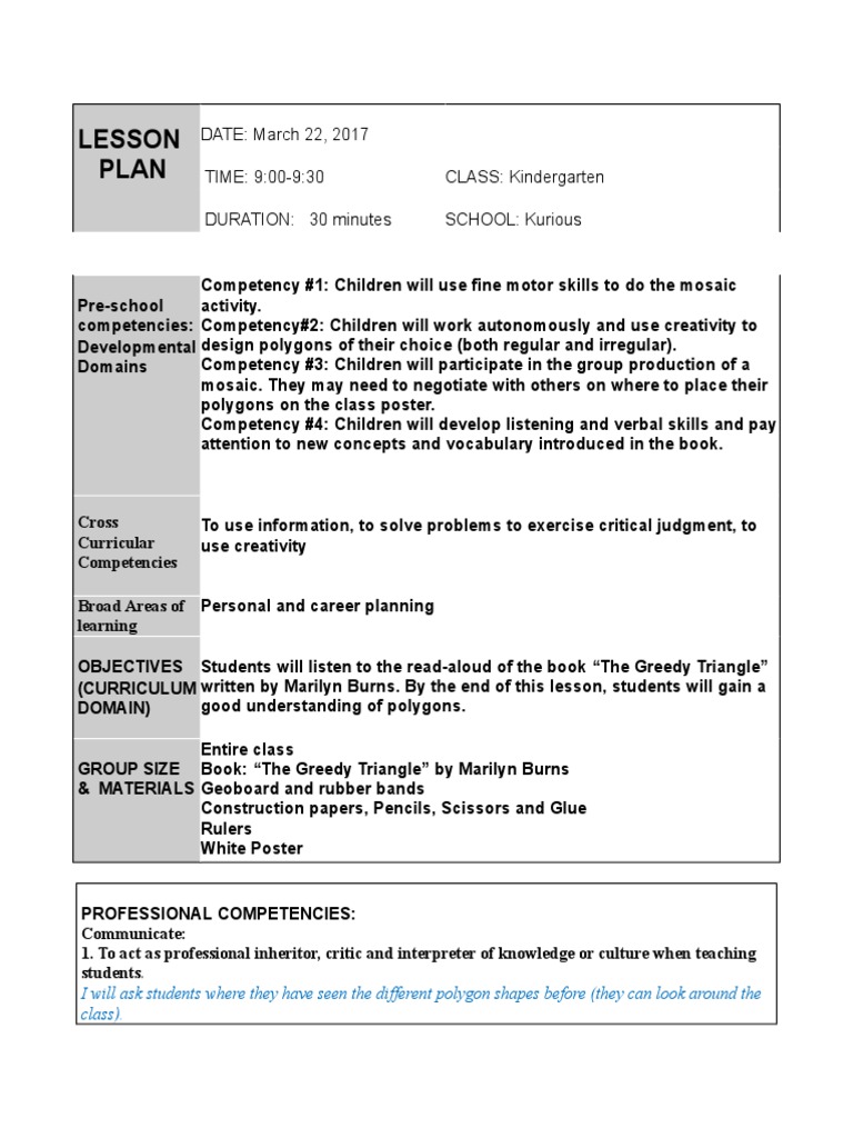 Lesson Plan Polygons | Download Free PDF | Shape | Polygon