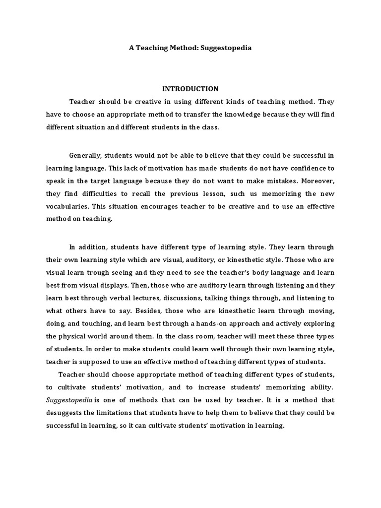 A Teaching Method Suggestopedia Fix | PDF | Teaching Method | Language ...