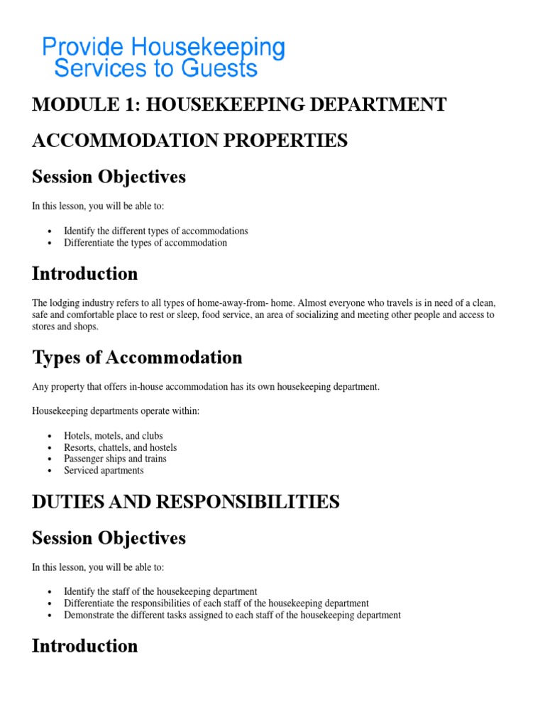 Provide Housekeeping Services To Guests | PDF | Housekeeping | Laundry