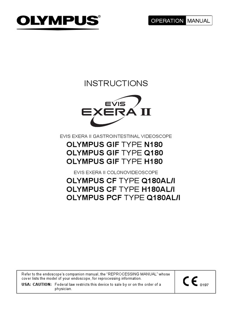 Olympus GIF 180 Gastrointestinal Videoscope - Instructions PDF | PDF ...