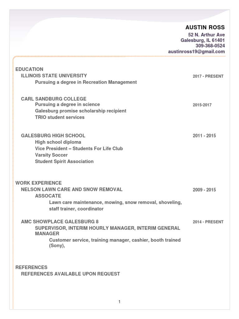 Austin Ross: Resume Overview | PDF