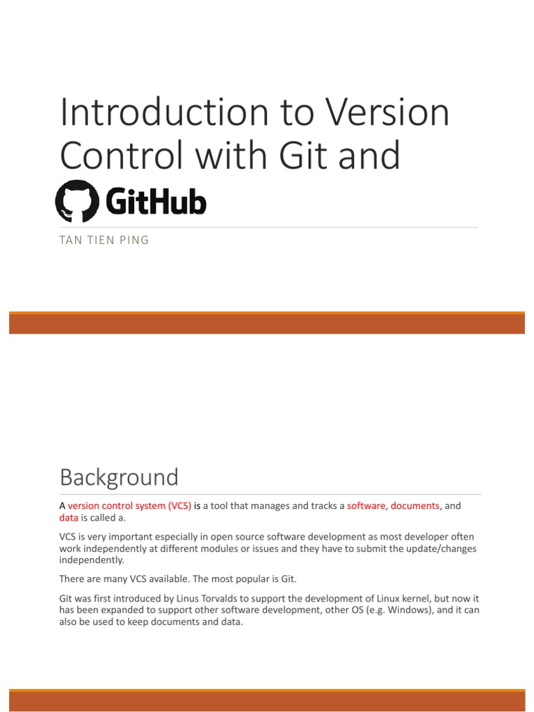 Introduction To Version Control With Git And: Tan Tien Ping | Download Free PDF | Version ...