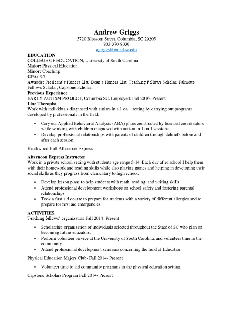 Andrew Griggs Resume | PDF