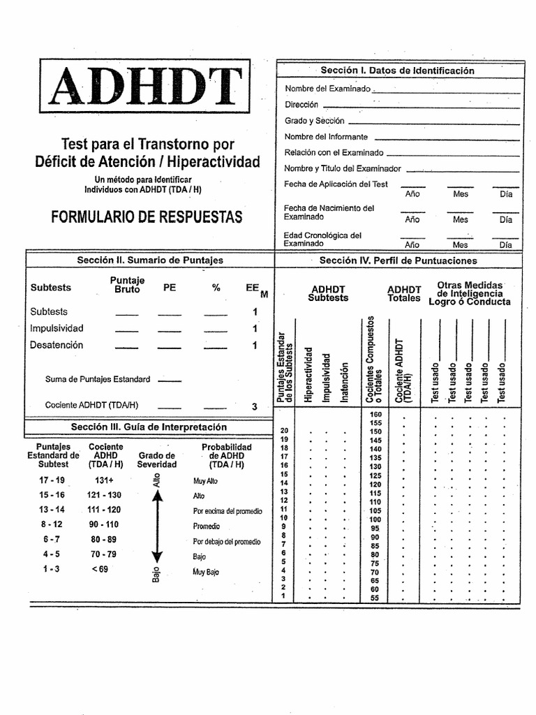 Adhdt Test Cocientes y Baremos