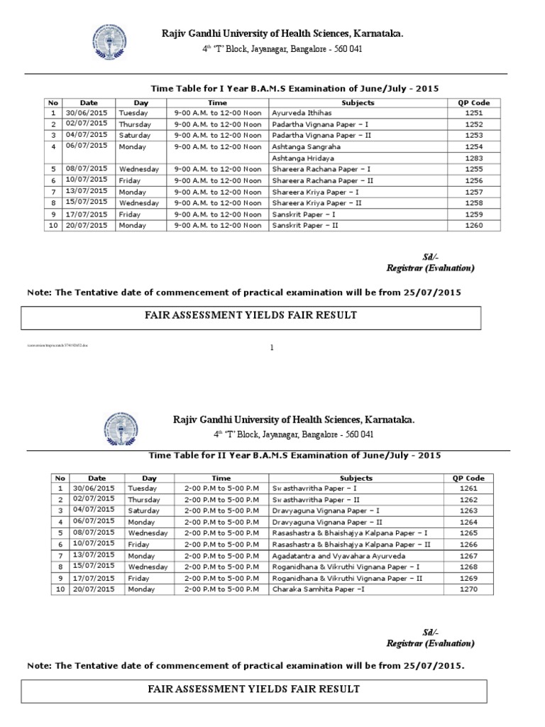 Ug Ayush Time Table June-July - 2015 | PDF | Homeopathy | Ayurveda