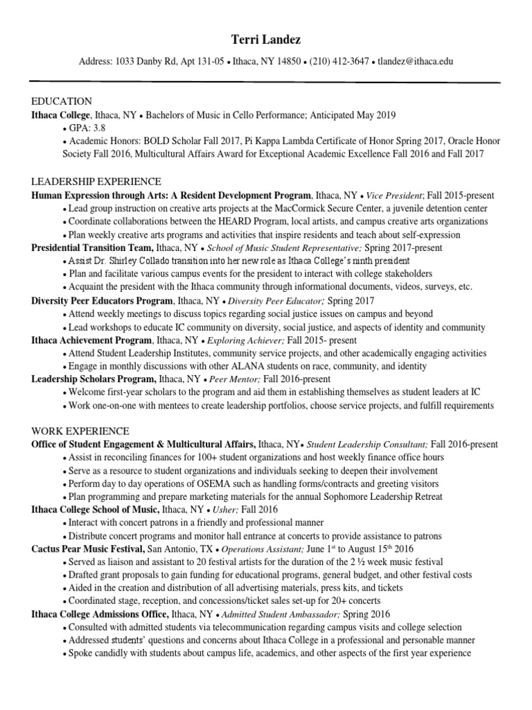 2017 Fall Resume | PDF | Students | Further Education