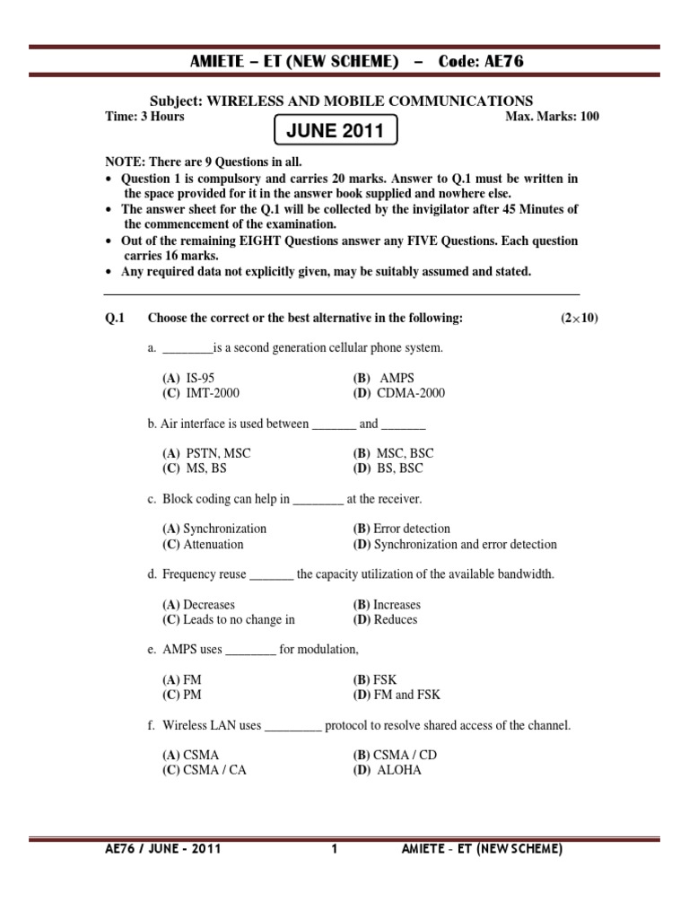 (WWW - Entrance-Exam - Net) - IETE AMIETE - ET (New Scheme) Wireless ...