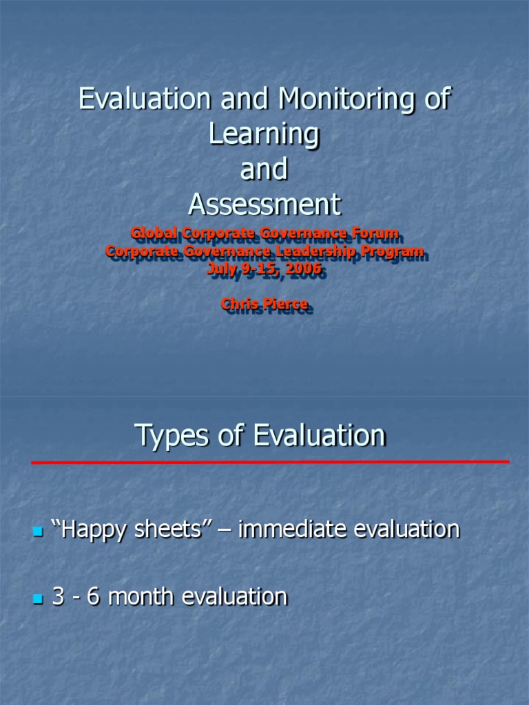 Evaluation and Monitoring of Learning and Assessment | PDF