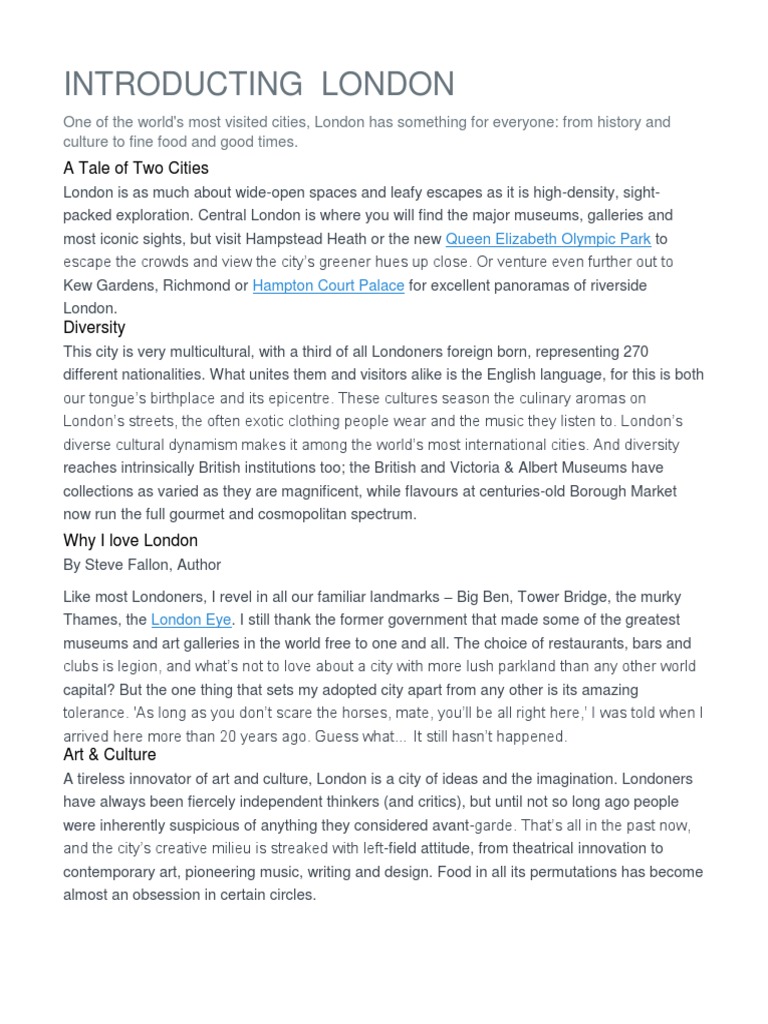 Introducing London (UK) | PDF | London | Gratuity