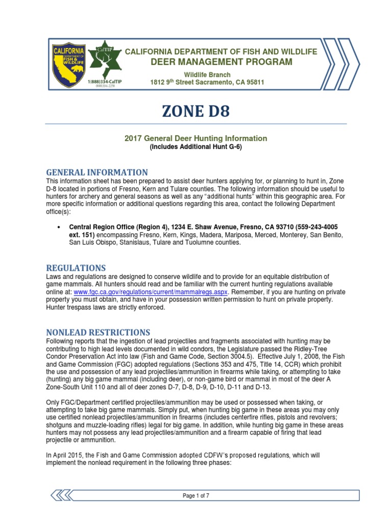 D8 Zone Hunt Info | PDF | Hunting | Deer