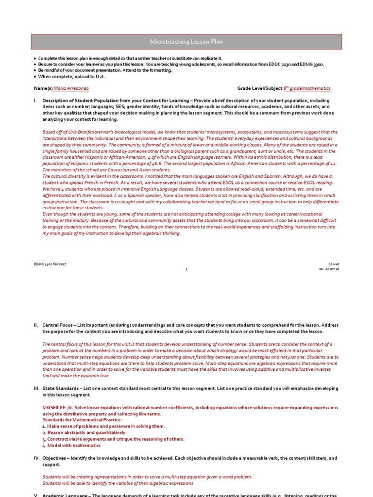 Math Micro Teaching | PDF | Educational Assessment | Equations