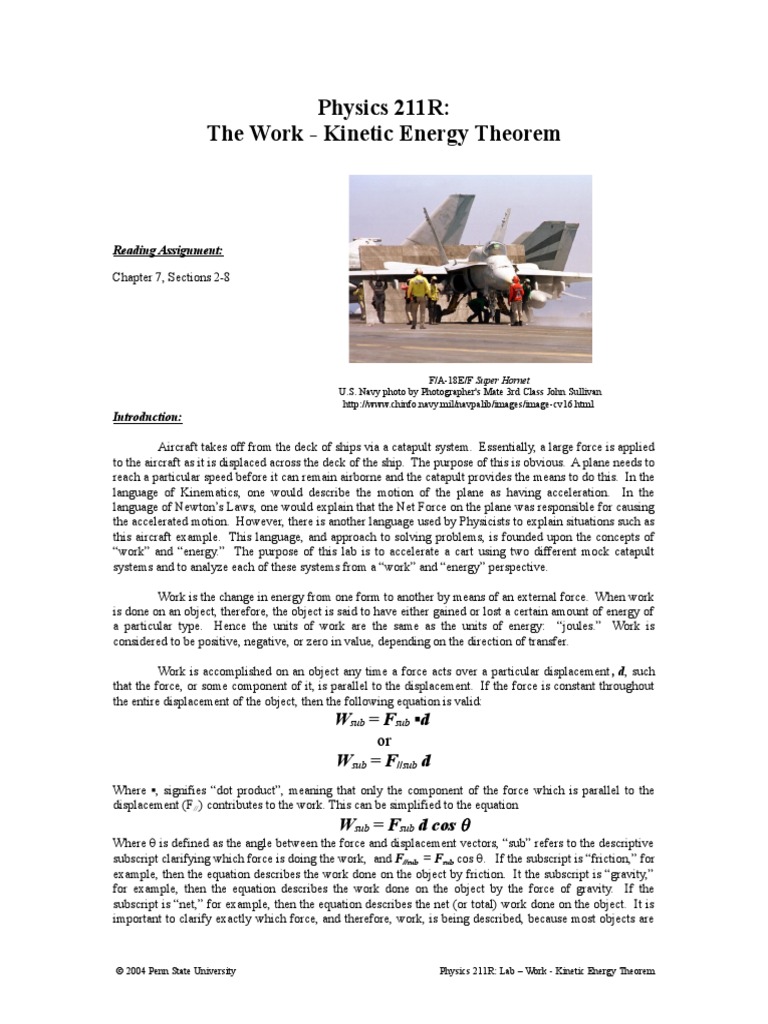 Work Energy Theorem | PDF | Force | Velocity