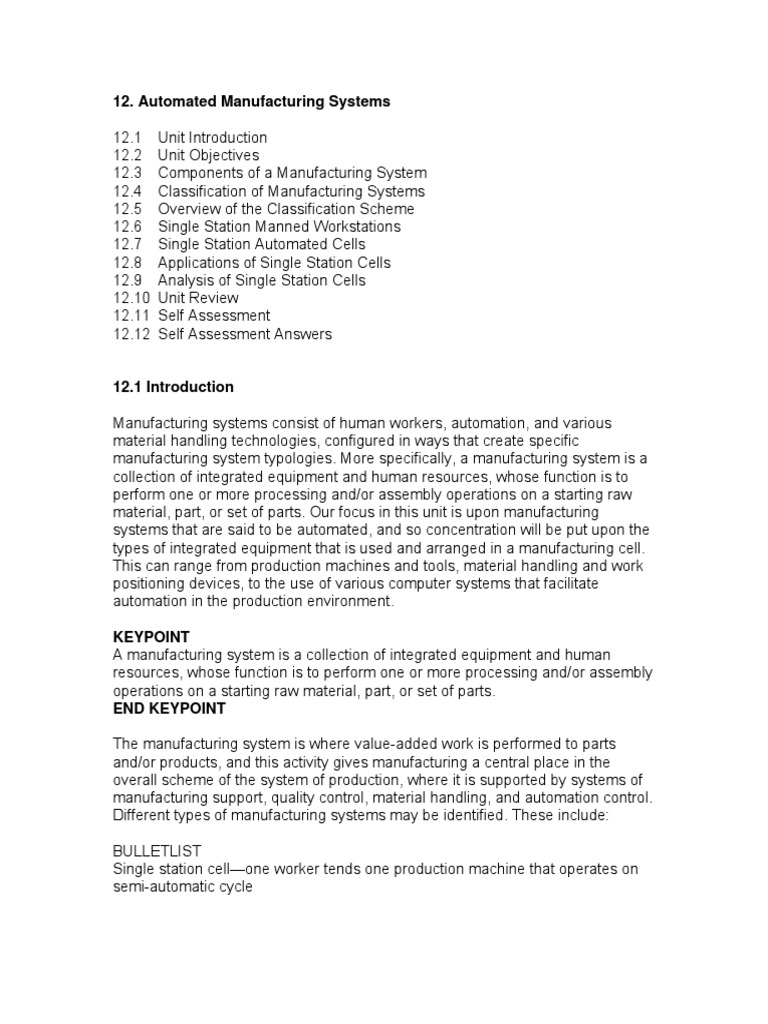 Single Station Automated Manufacturing Cells | PDF | Automation ...