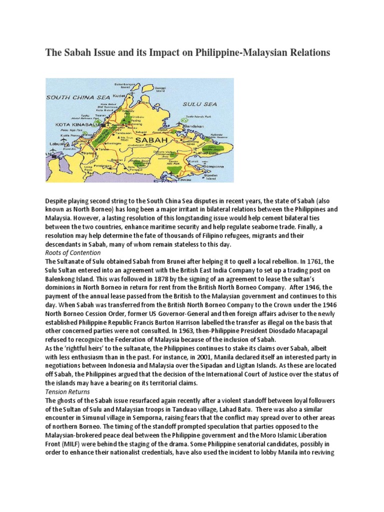 The Sabah Issue and Its Impact On Philippine | PDF | Borneo | Philippines