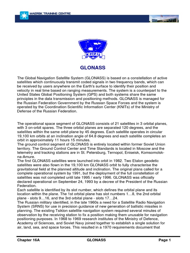 Chapter 16A Glonass | PDF | Satellite | Outer Space