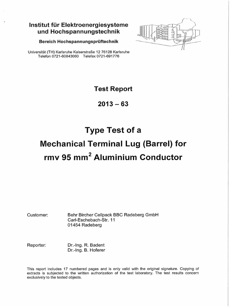 Connector Type Test IEC 61238 1 CSK 95 240 | PDF