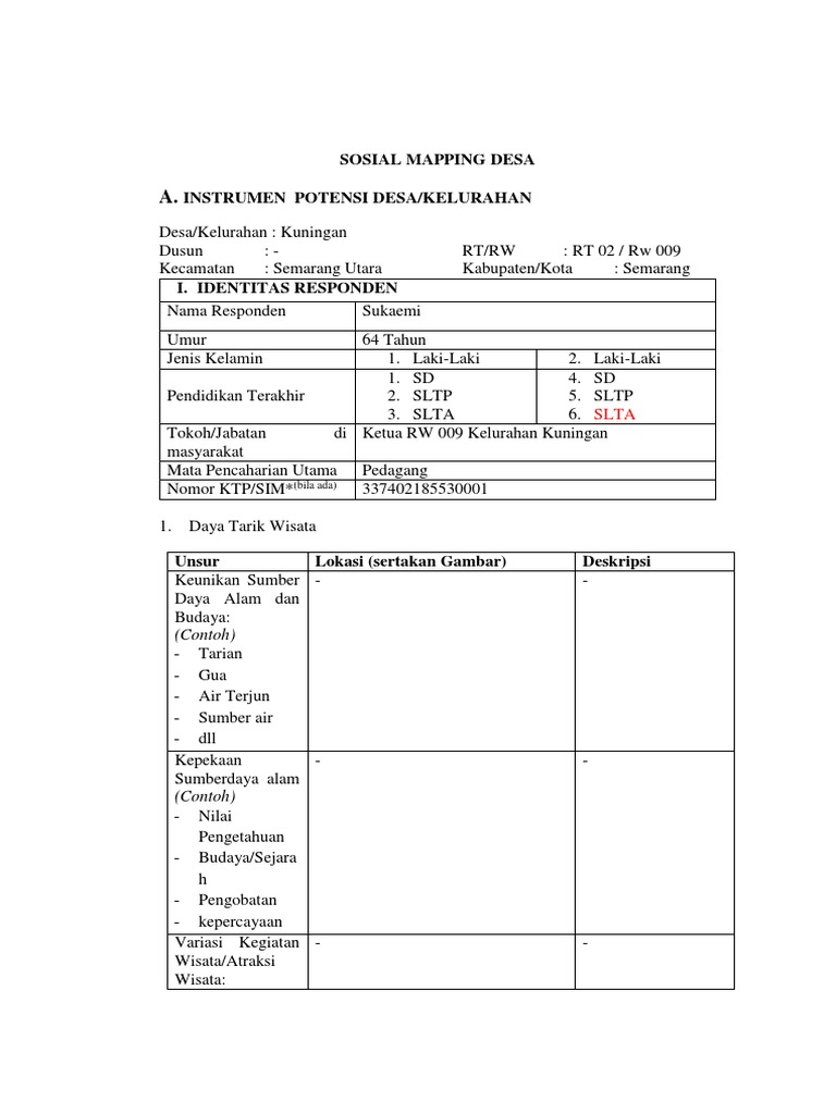 Sosial Mapping Desa | PDF