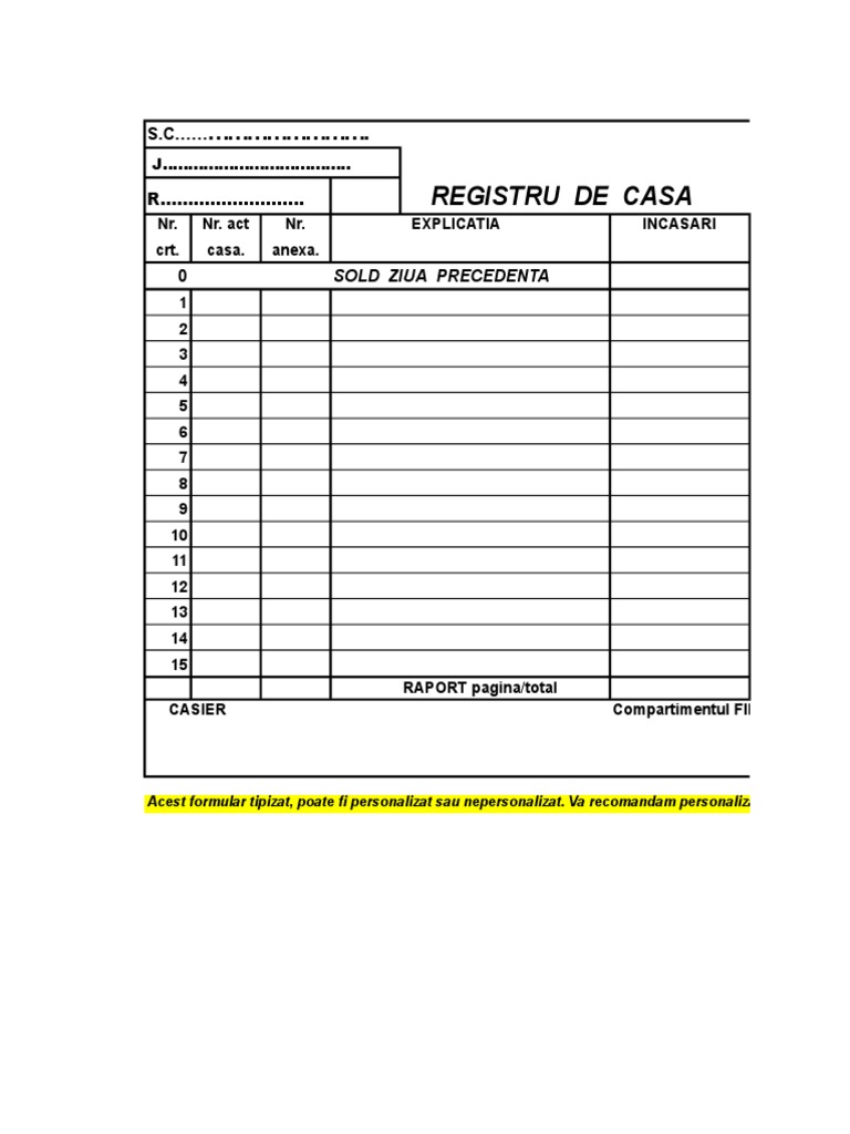 Model Registru de Casa | PDF