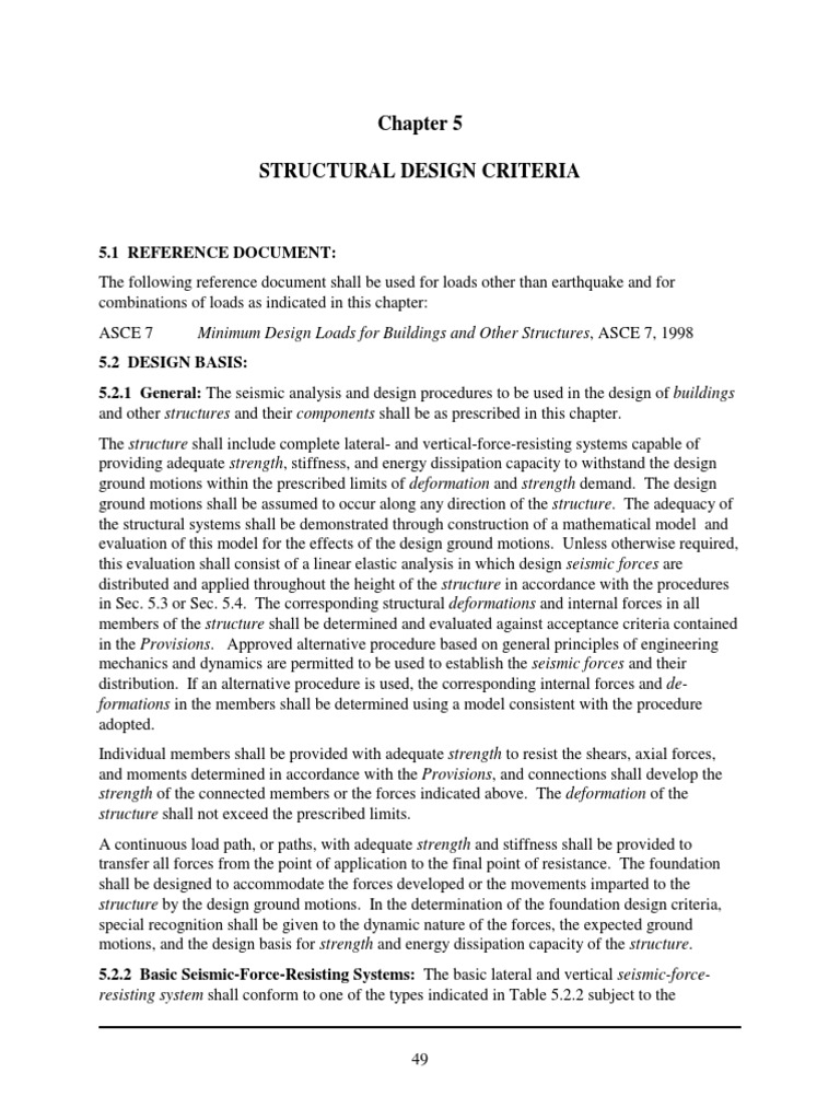 Structural Design Criteria: 5.1 Reference Document | PDF | Framing ...