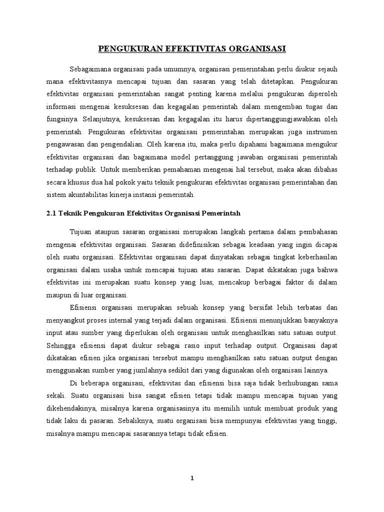 Pengukuran Efektivitas Organisasi | PDF
