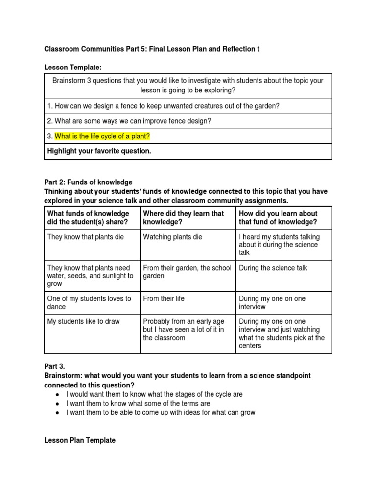 Classroom Communities Part 5 | PDF | Lesson Plan | Learning