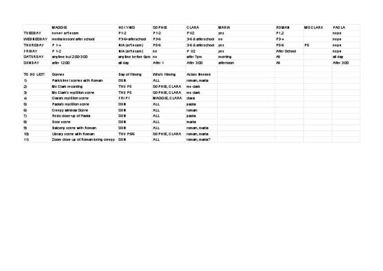 Time Schedule - Sheet1 1 | PDF