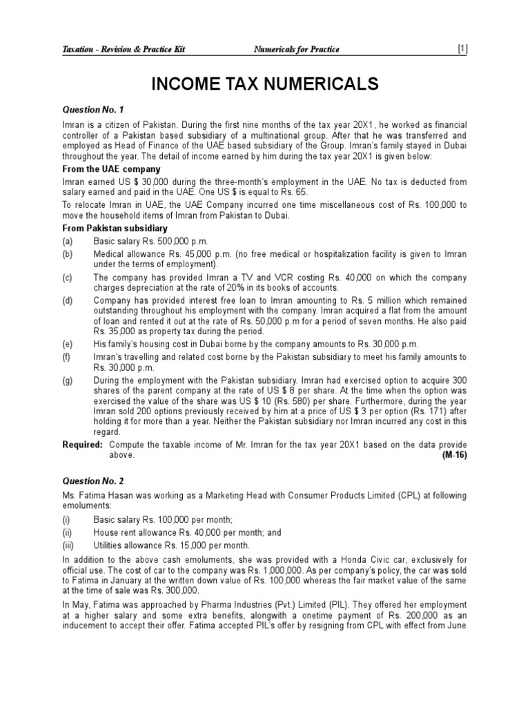 Income Tax Practice Questions | Expense | Taxes