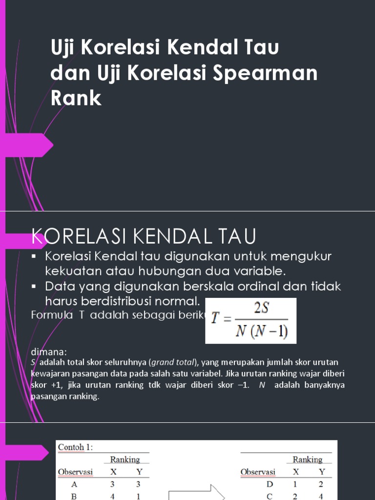 Uji Korelasi Kendall Tau dan Spearman | PDF