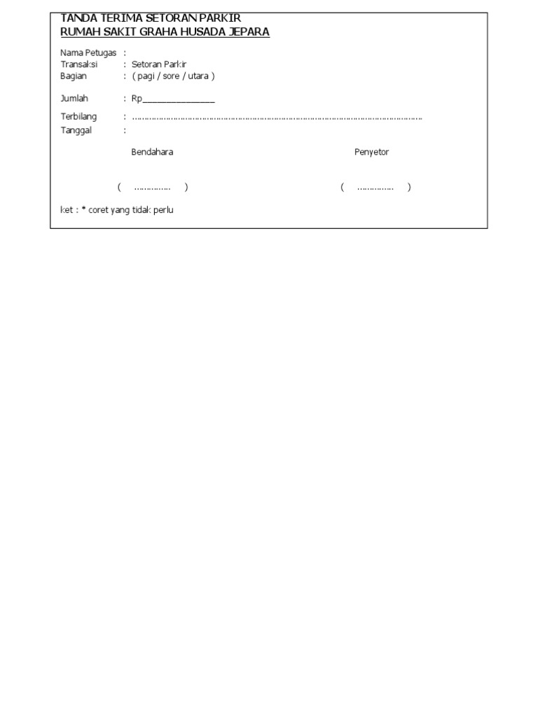 Form Setoran Parkir | PDF | Pengelolaan Keuangan & Uang