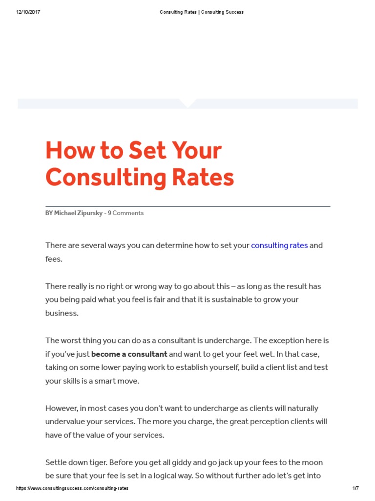 Consulting Rates - Consulting Success | PDF | Social Security (United ...