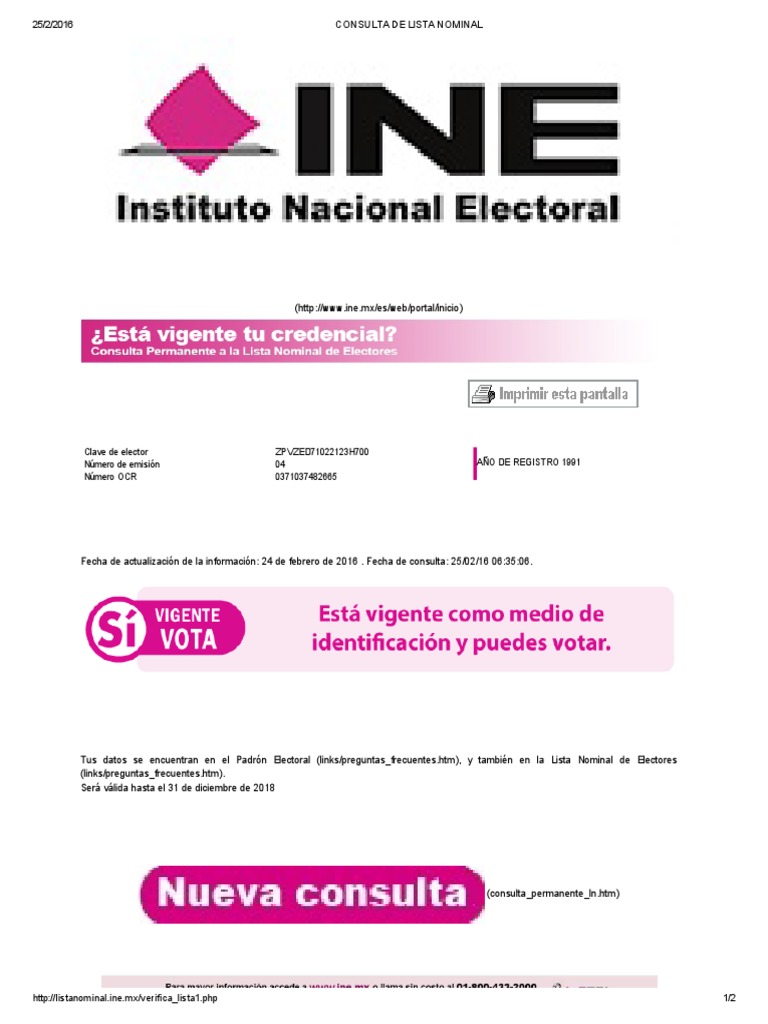 Consulta de Lista Nominal | PDF