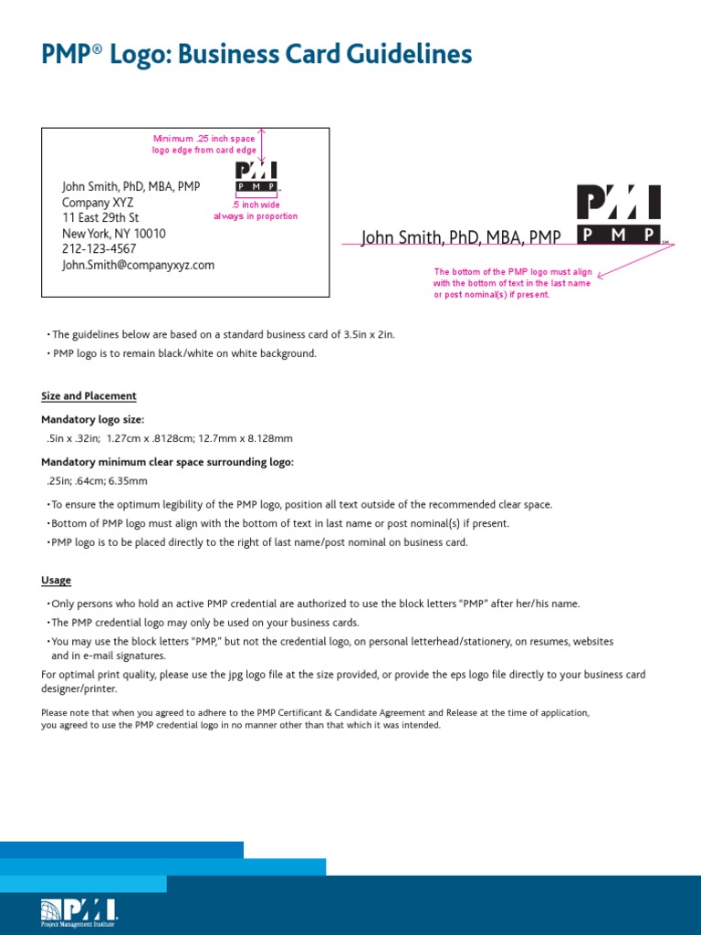 PMP Logo Usage Guidelines for Business Cards | PDF