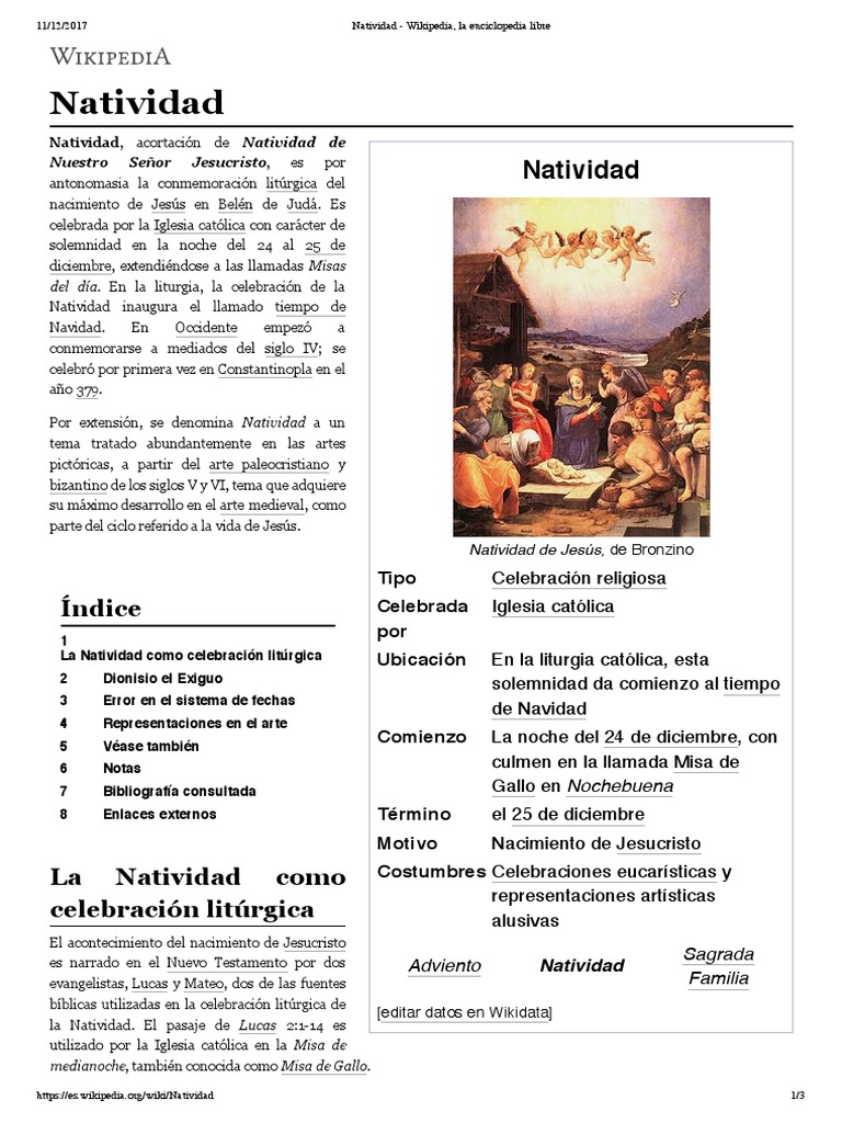 Natividad - Wikipedia, La Enciclopedia Libre | PDF | Natividad De Jesus ...
